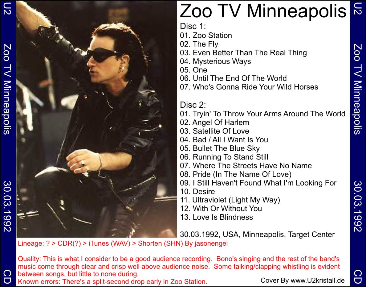 U2gigs.com cover » Audio » 1991-1996 - Zoo TV Tour » 04 - 1992 - 1st ...