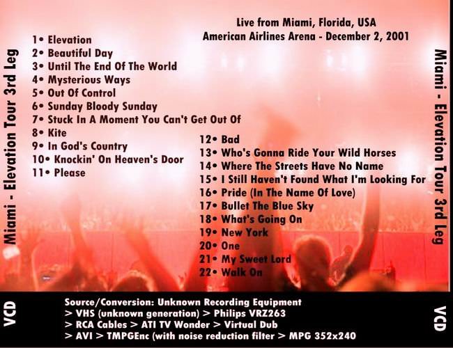 U2gigs.com cover » Video » VCD » 2000-2003 - Elevation Tour » 06 - 2001 ...
